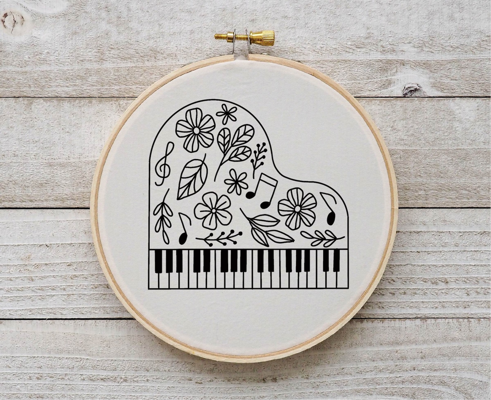 Piano Flower Embroidery Pattern Piano Embroidery Musical - Etsy
