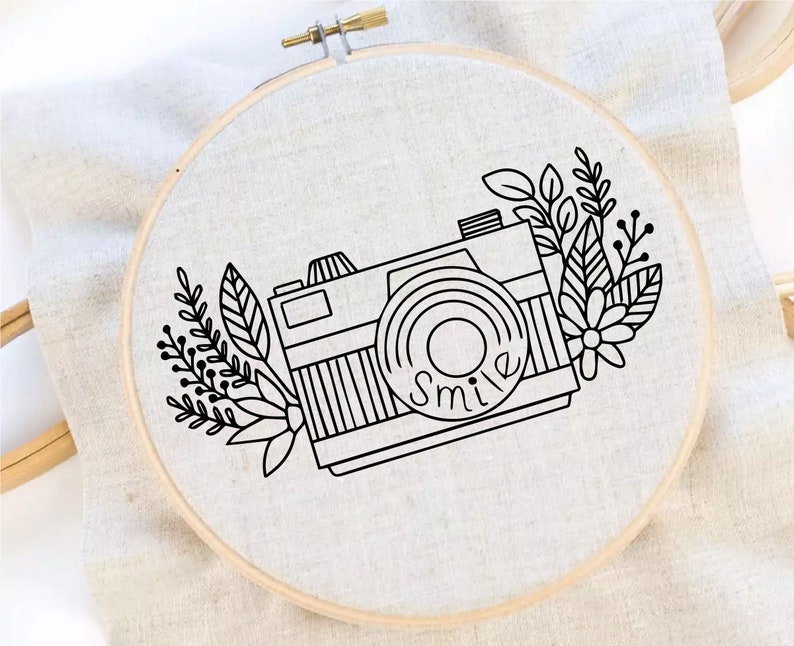 Smile Camera Embroidery Pattern Words Embroidery Pattern - Etsy