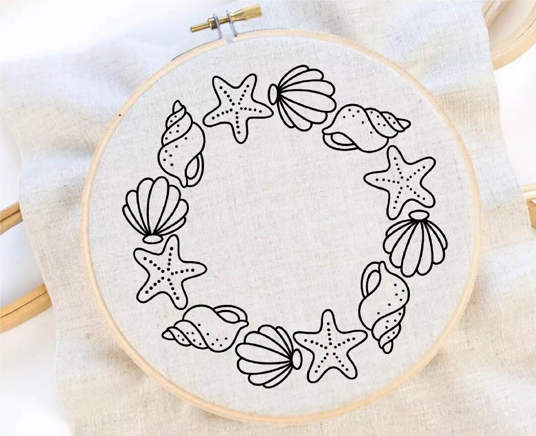 Sea Shells Embroidery Pattern Summer Embroidery Pattern Sea Hand ...