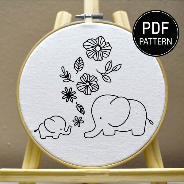 Elephant Embroidery - Etsy