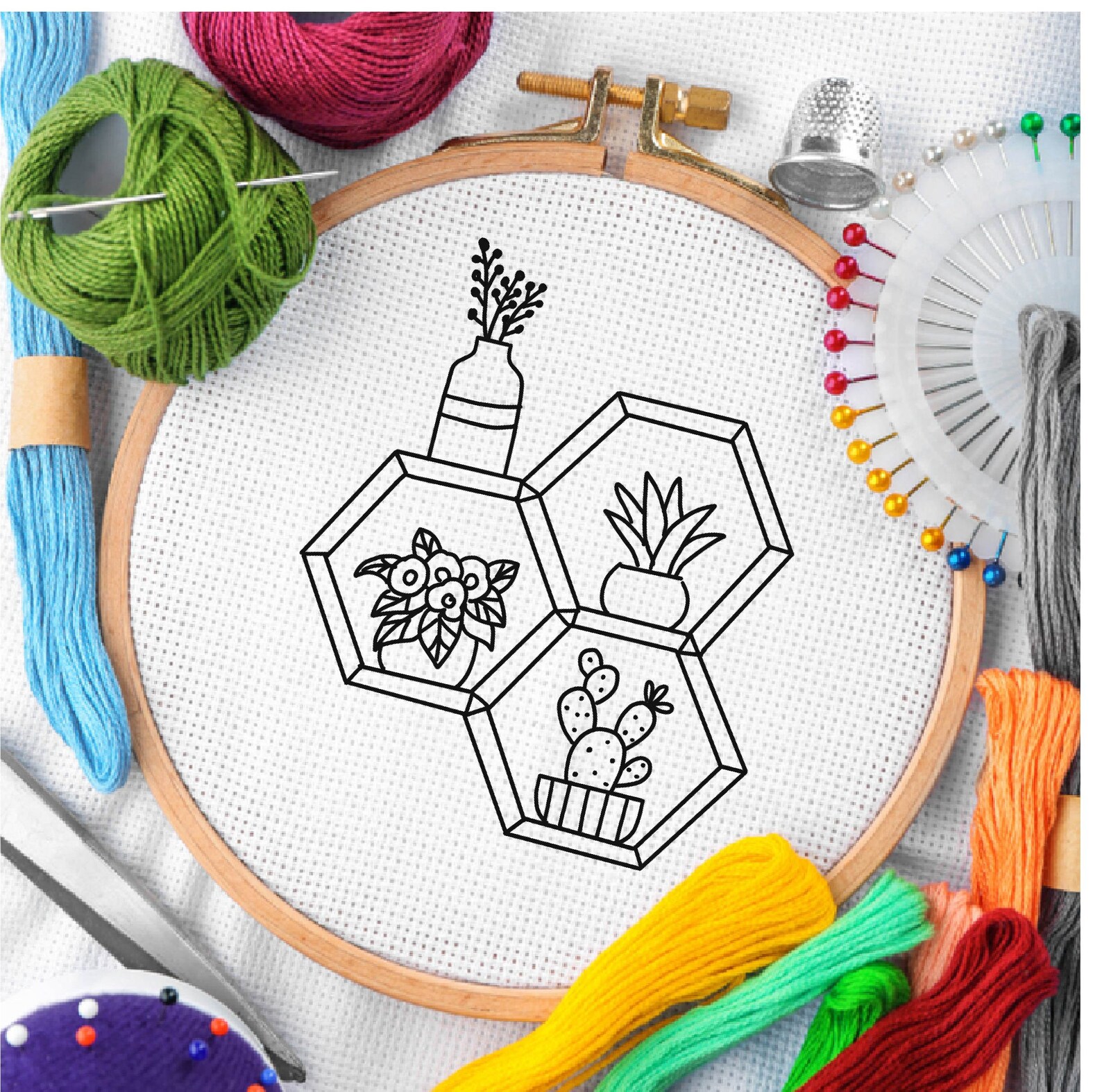 House Plants Embroidery Pattern Modern Embroidery Botanical Embroidery ...