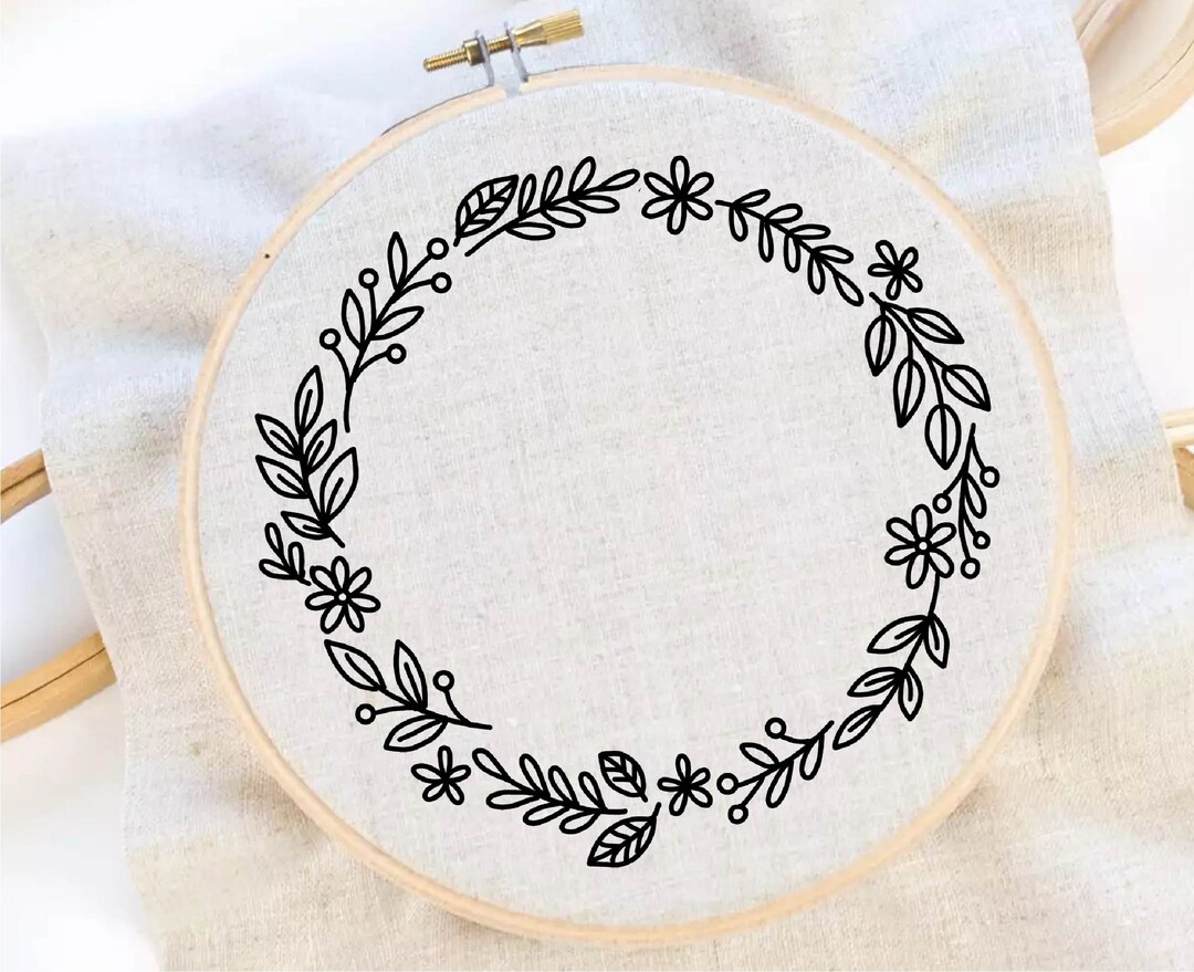Flower Wreath Embroidery Pattern Flower Pattern Hand Embroidery Pattern ...