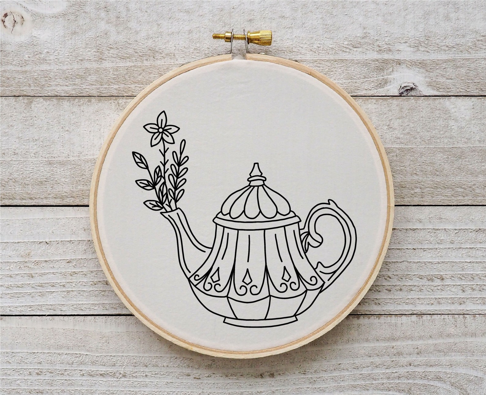 Flower Tea Pot Embroidery Pattern Bouquet Hand Embroidery Tea - Etsy