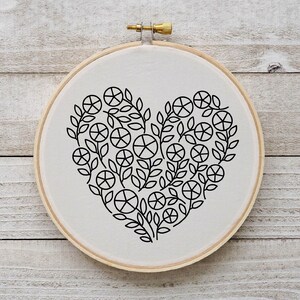 Love Hand Embroidery Pattern Love Flower Embroidery Valentine Hand ...