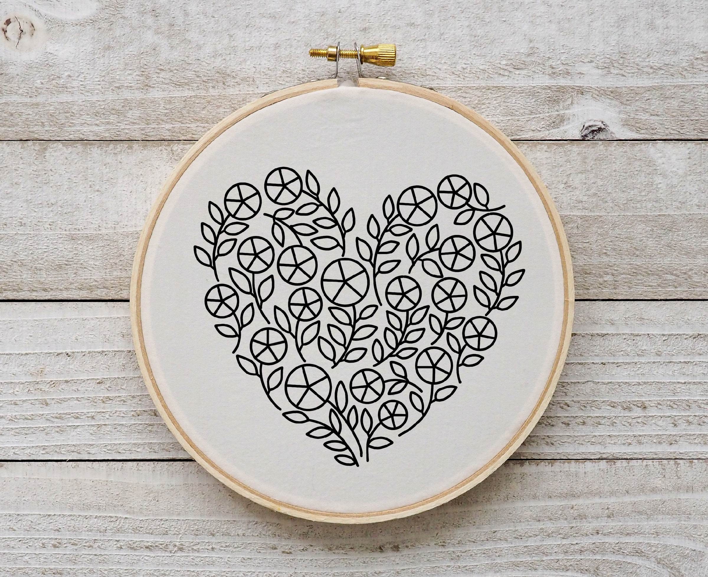 Love Hand Embroidery Pattern Love Flower Embroidery Valentine Hand ...