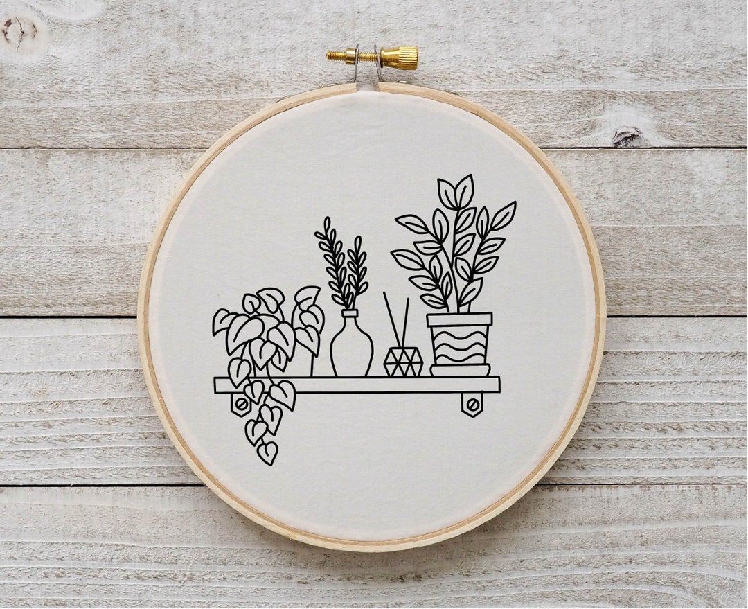 House Plants Embroidery Pattern Modern Embroidery Botanical Embroidery ...