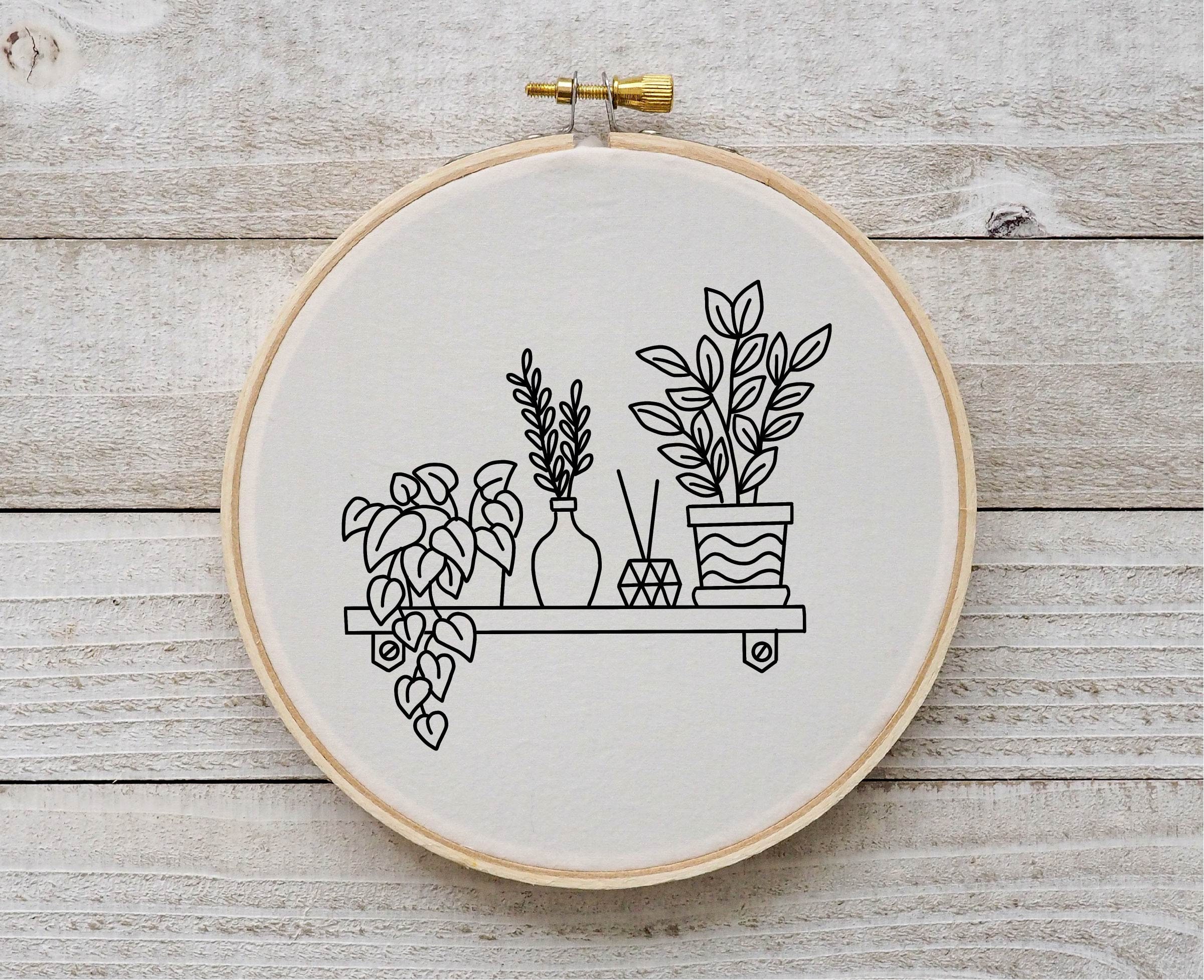 House Plants Embroidery Pattern Modern Embroidery Botanical Embroidery ...
