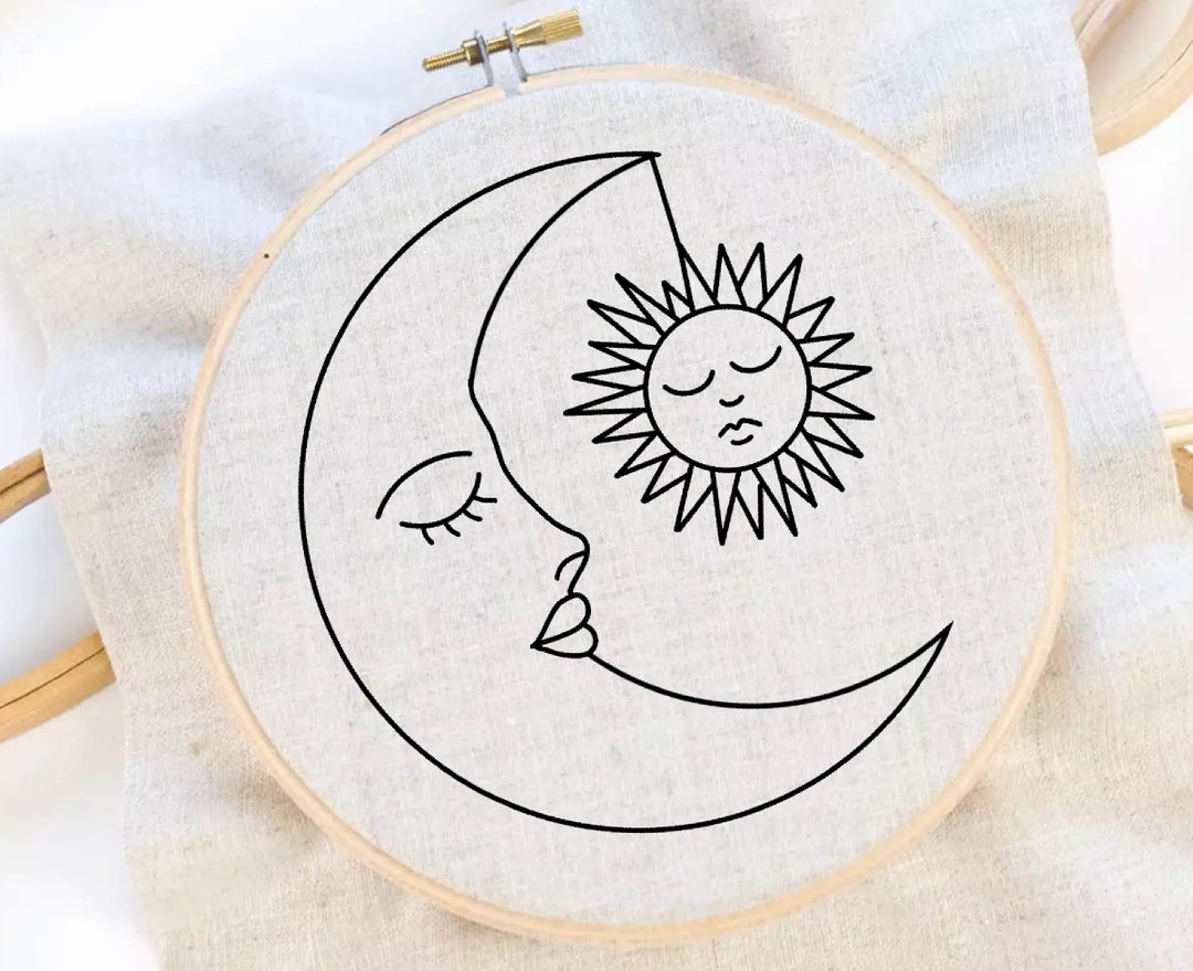 Sun Moon Embroidery Pattern Moon Embroidery Celestial Embroidery ...