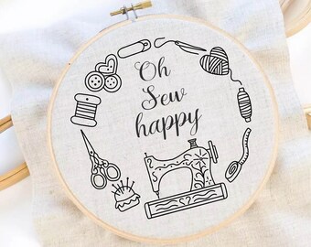 Sew Happy Embroidery Pattern Sewing Embroidery Pattern Sewing Room ...
