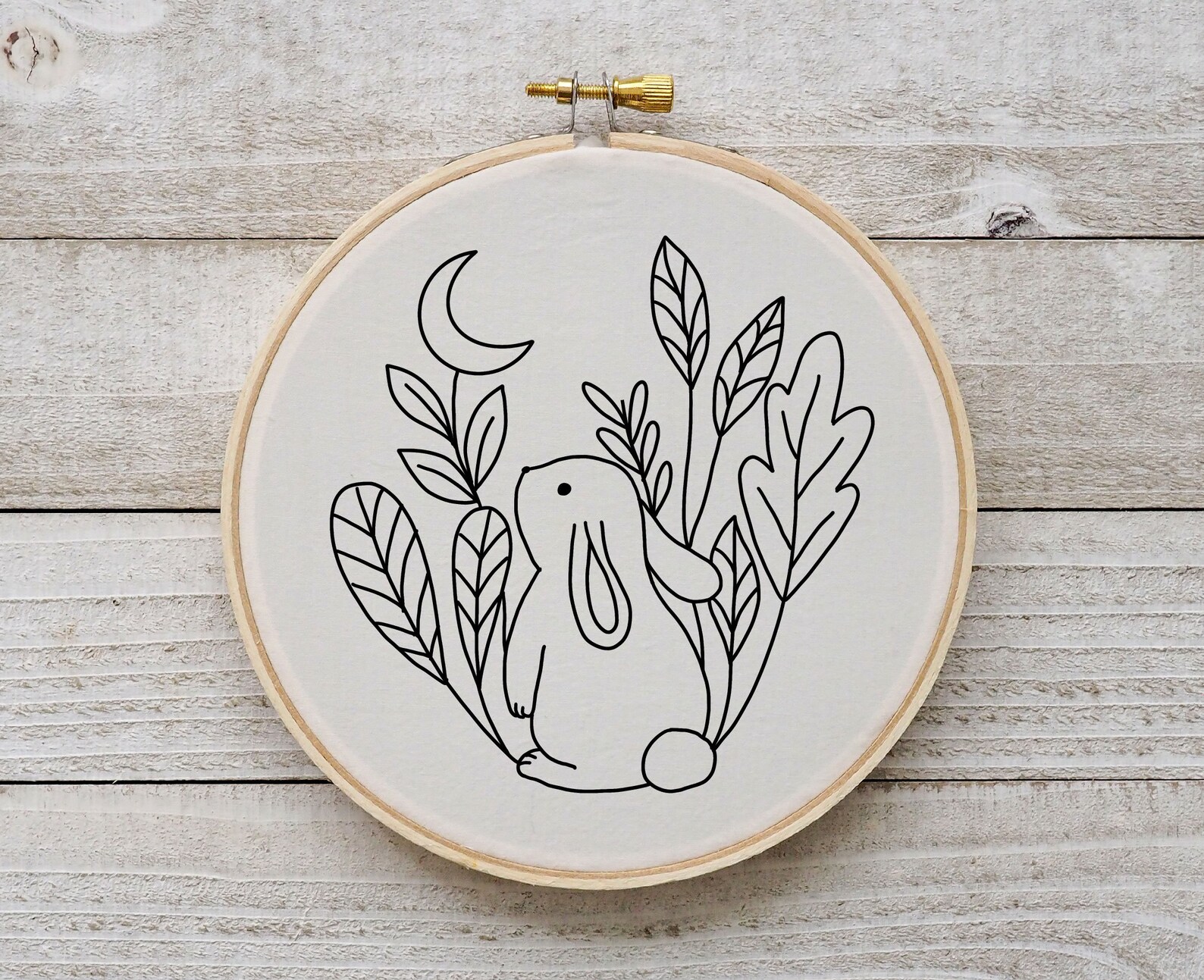 Bunny Embroidery Pattern Rabbit Plants Embroidery Cute Bunny Embroidery ...
