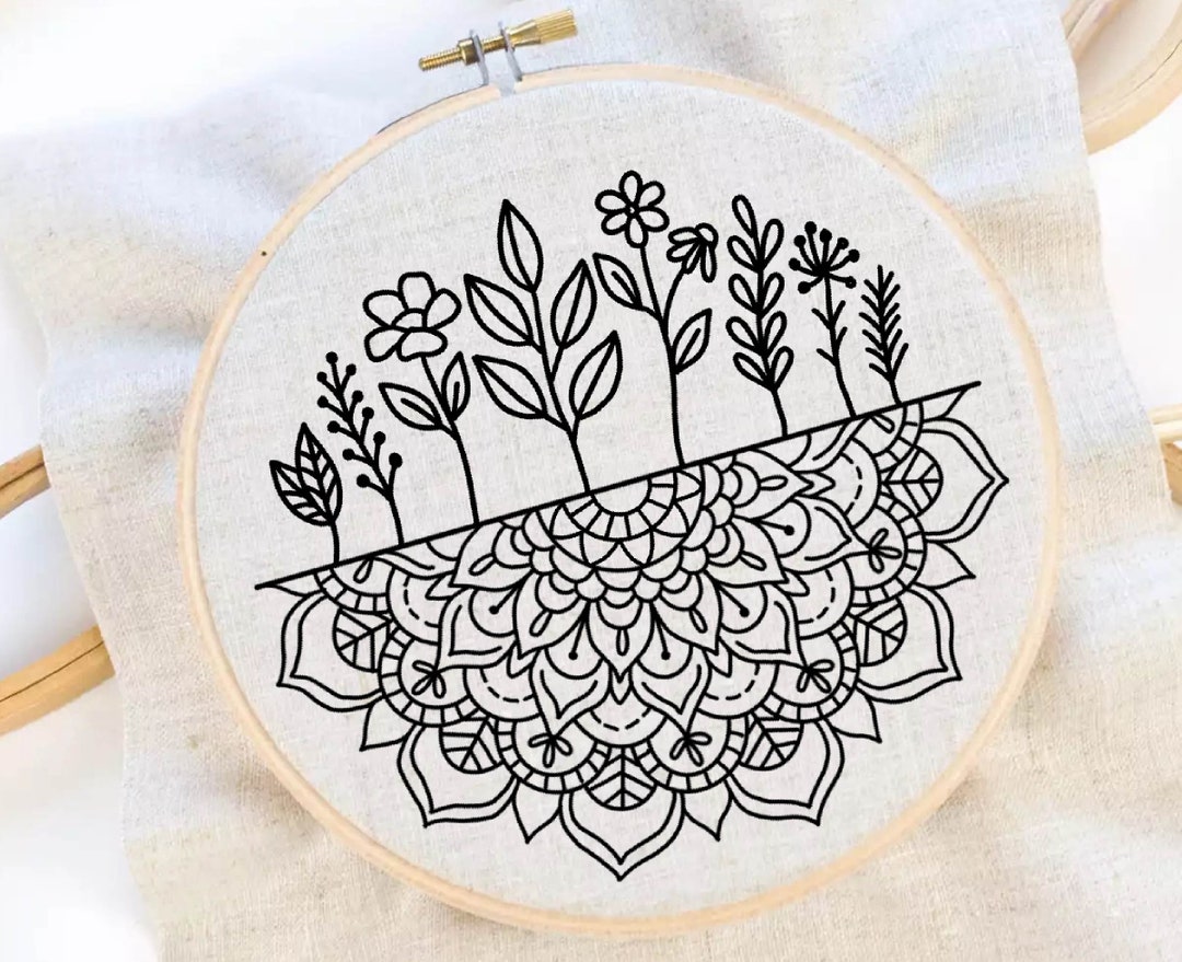 Flower Mandala Embroidery Pattern Mandala Art Embroidery Pattern Floral Hand Embroidery Pattern ...