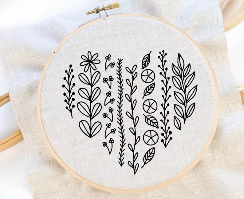 Love Hand Embroidery Pattern Love Flower Embroidery Valentine Hand ...