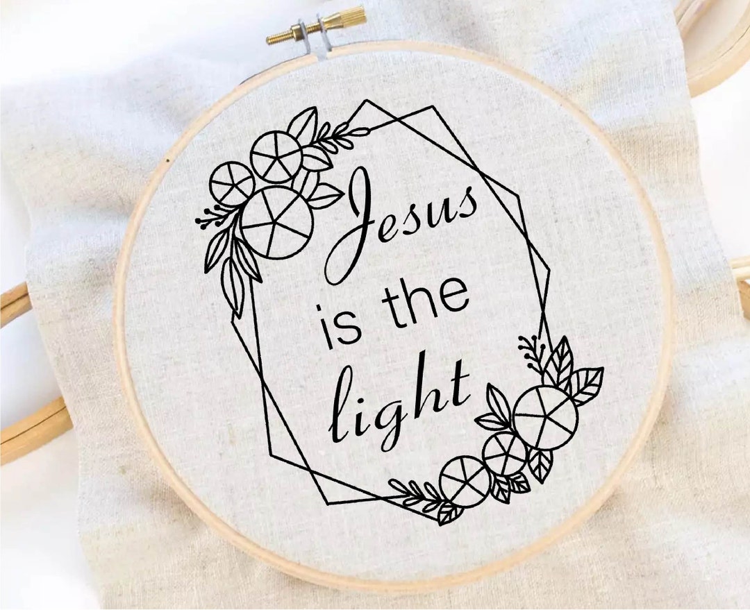 Jesus Embroidery Pattern Flower Wreath Pattern Hand Embroidery Pattern ...