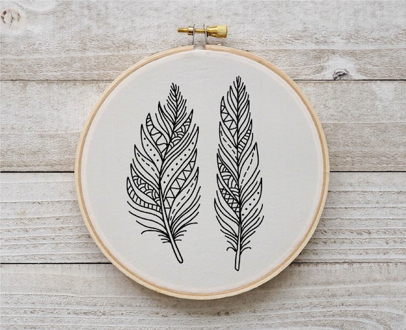 Feather Embroidery Pattern Embroidered Feathers – Auribuzz