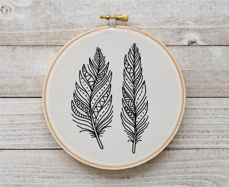 Feathers Embroidery Pattern Feather Art Embroidery Sampler Hand ...
