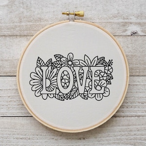 Love Hand Embroidery Pattern Love Fonts Embroidery Love Flower Hand ...
