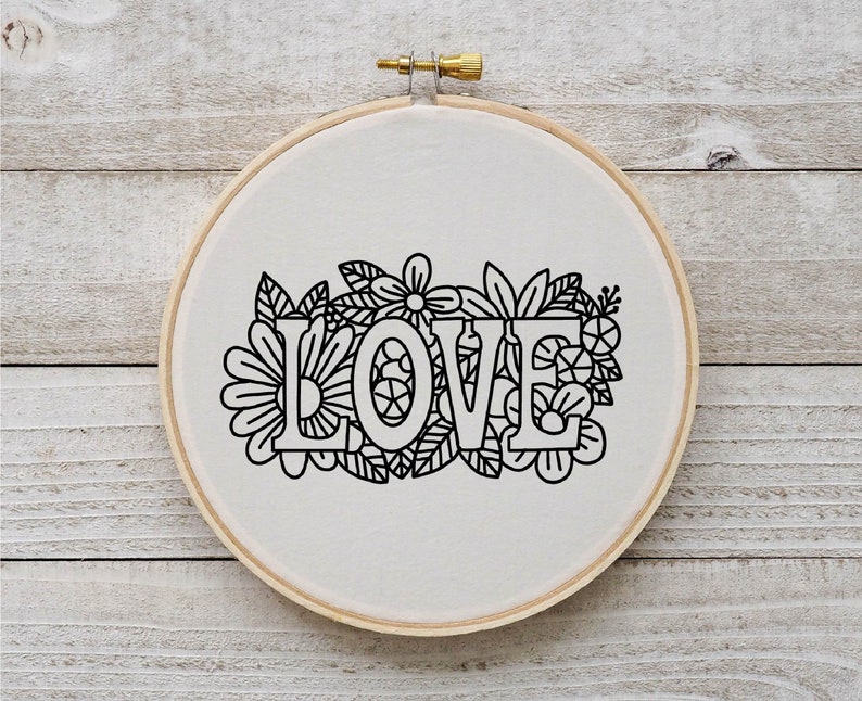Love Hand Embroidery Pattern Love Fonts Embroidery Love Flower - Etsy