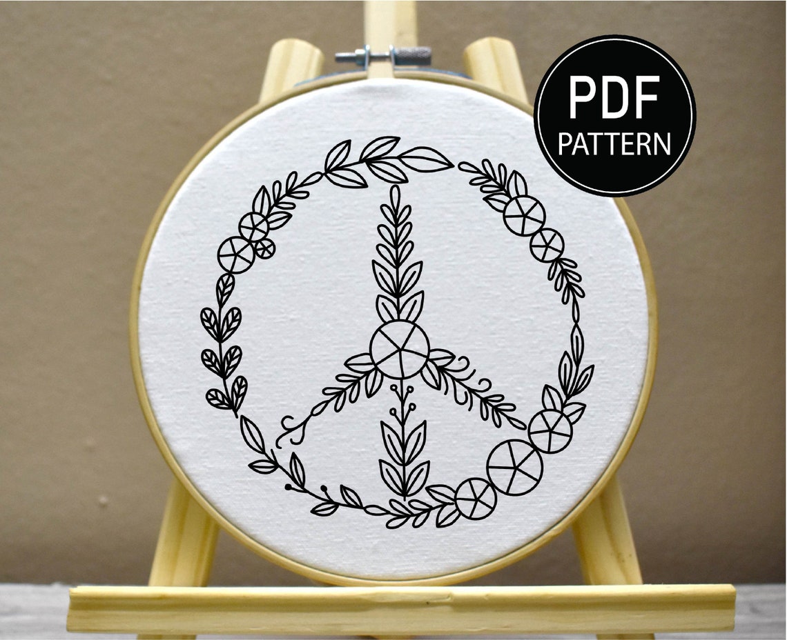 Peace Embroidery Pattern Peace Flower Embroidery Pattern Rose - Etsy