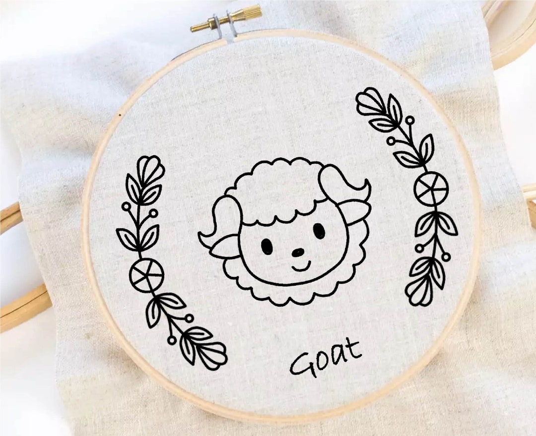 Goat Embroidery Pattern Chinese Zodiac Embroidery Zodiac Sign Hand ...