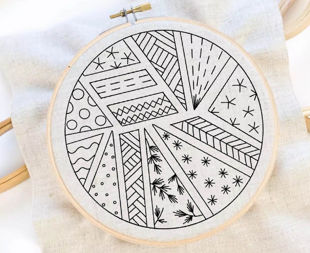 Round Design Embroidery Pattern Beginner Embroidery Sampler Embroidery ...
