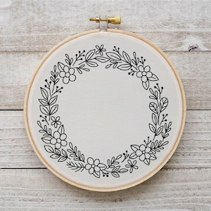 Flower Wreath Embroidery Pattern Flower Pattern Hand Embroidery Pattern ...