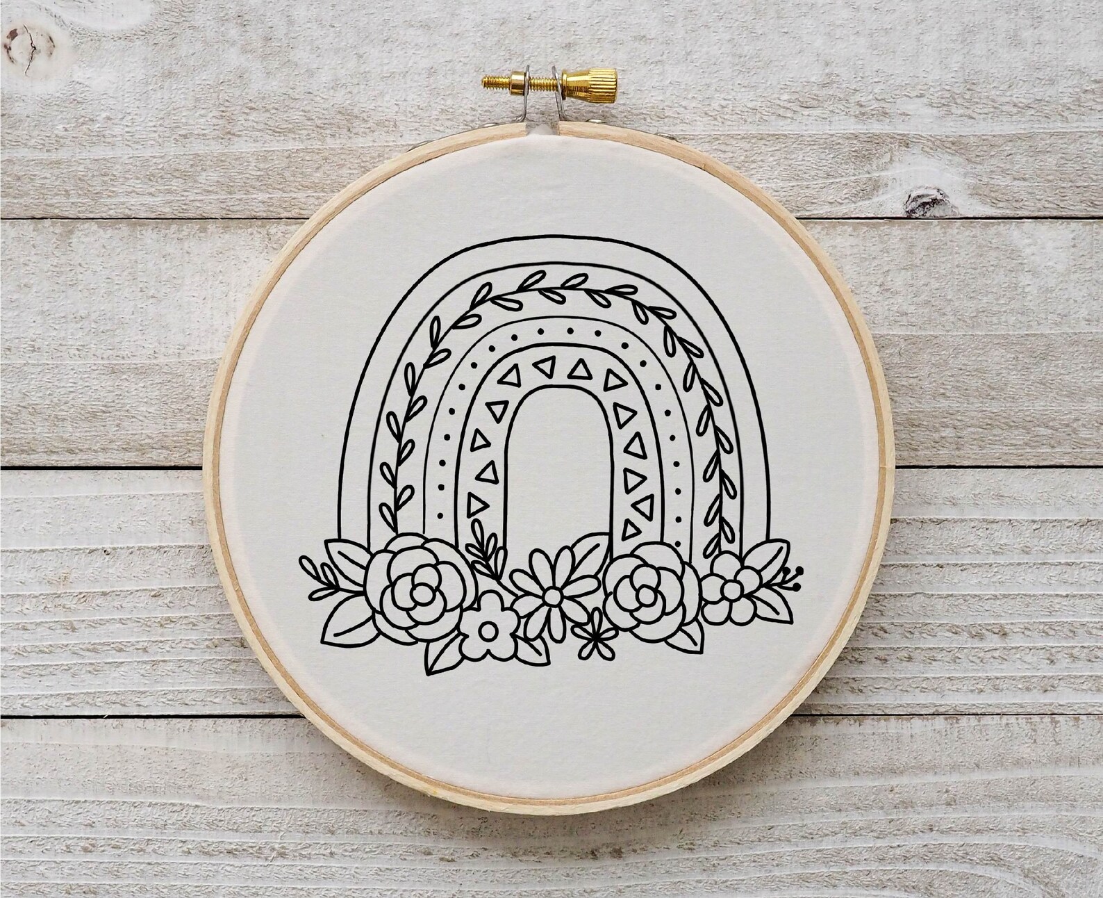 Rainbow Flowers Embroidery Pattern Boho Embroidery Rainbow - Etsy