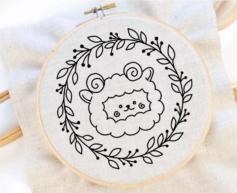Cute Sheep Embroidery Pattern Baby Sheep Embroidery Flower - Etsy