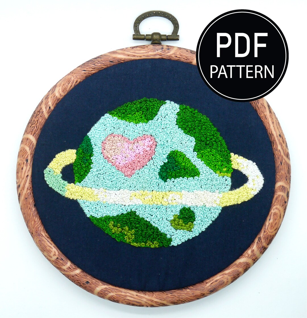 Love Our Earth Embroidery Pattern Earth Day Embroidery Pattern Planet ...
