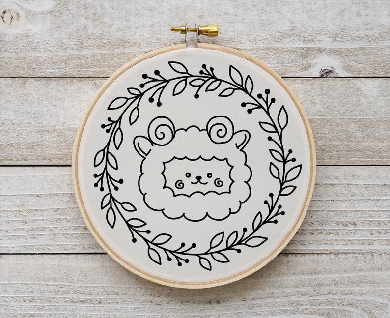 Cute Sheep Embroidery Pattern Baby Sheep Embroidery Flower - Etsy