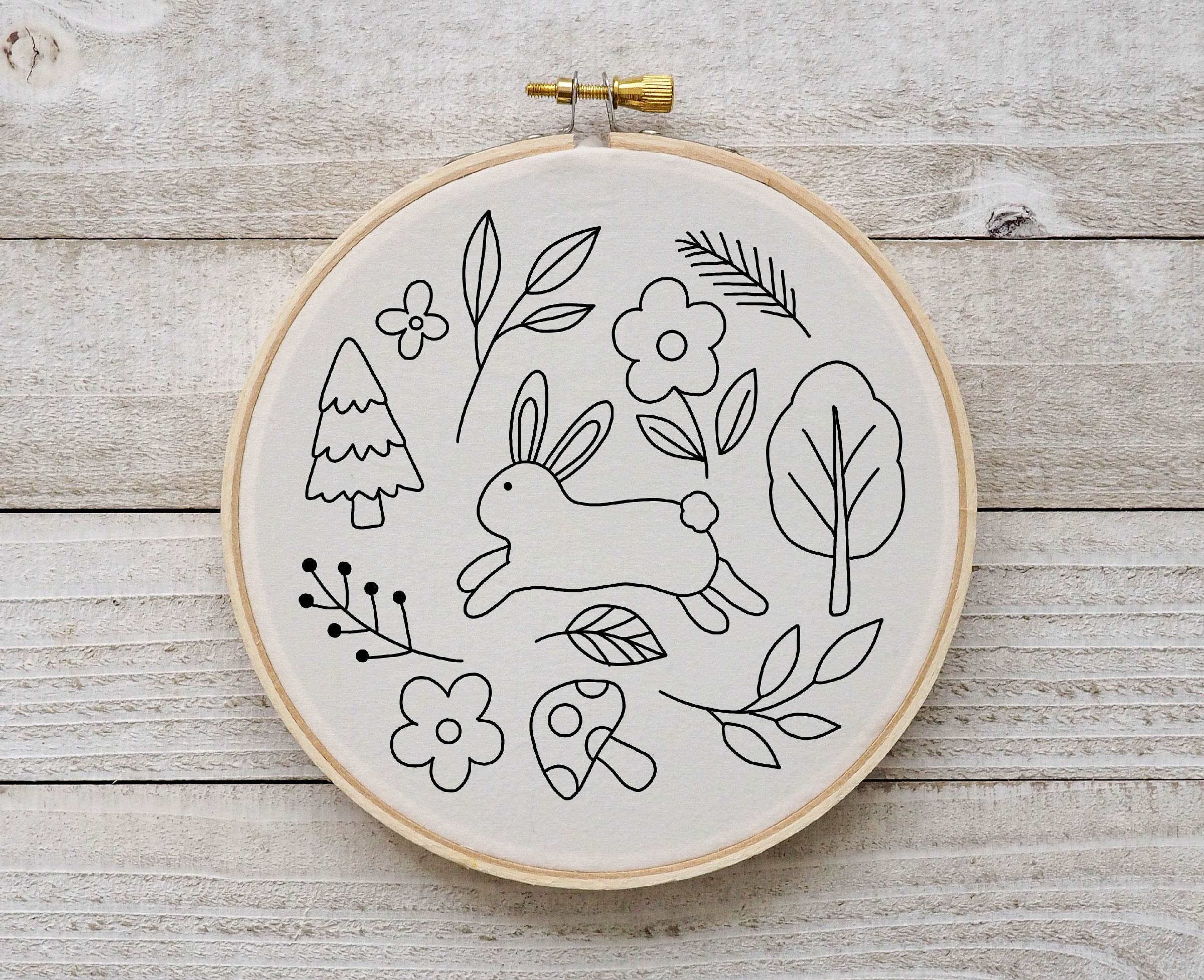 Bunny Embroidery Pattern Bunny Flower Hand Embroidery Pattern - Etsy