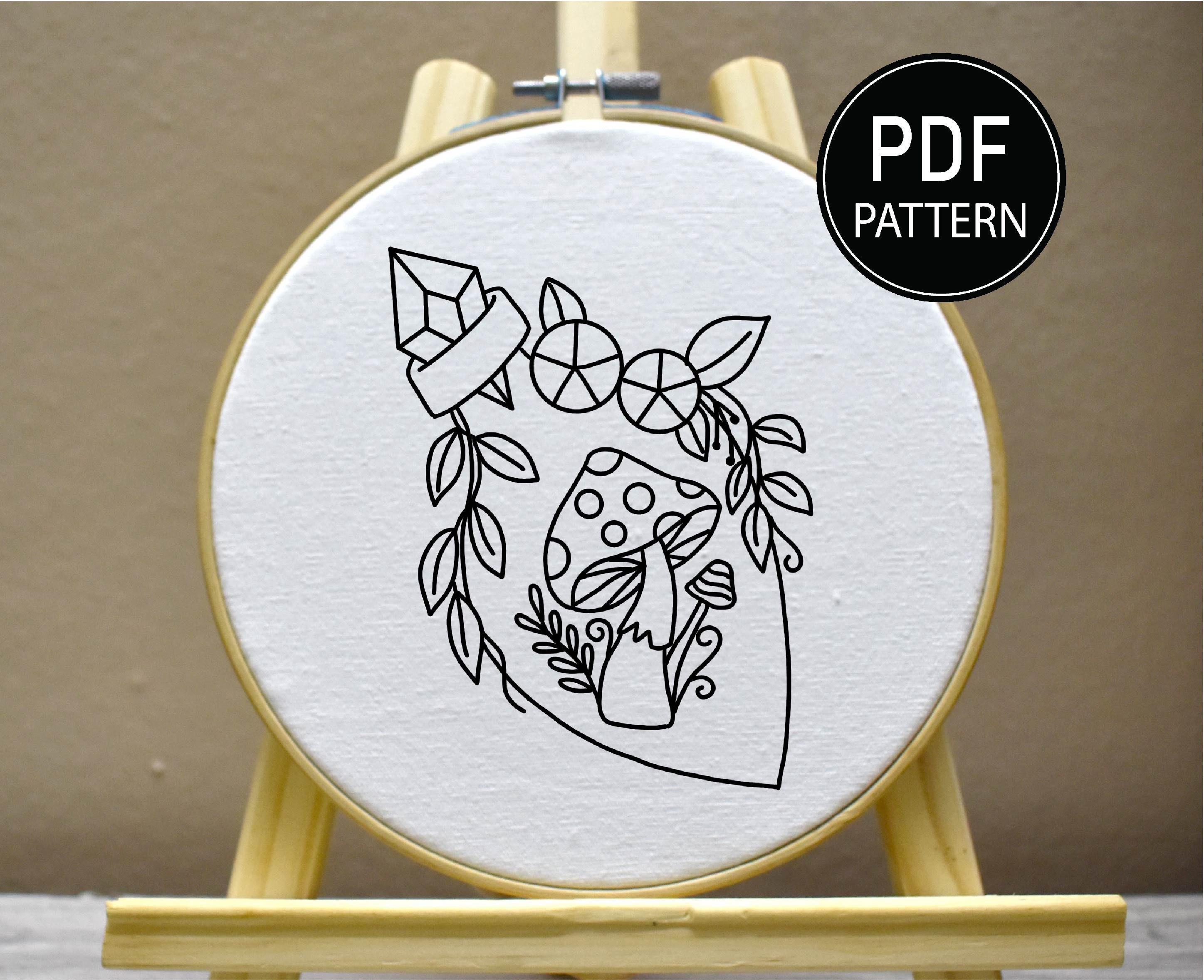 Mushroom Embroidery Pattern Fungi Embroidery Mushroom Garden - Etsy