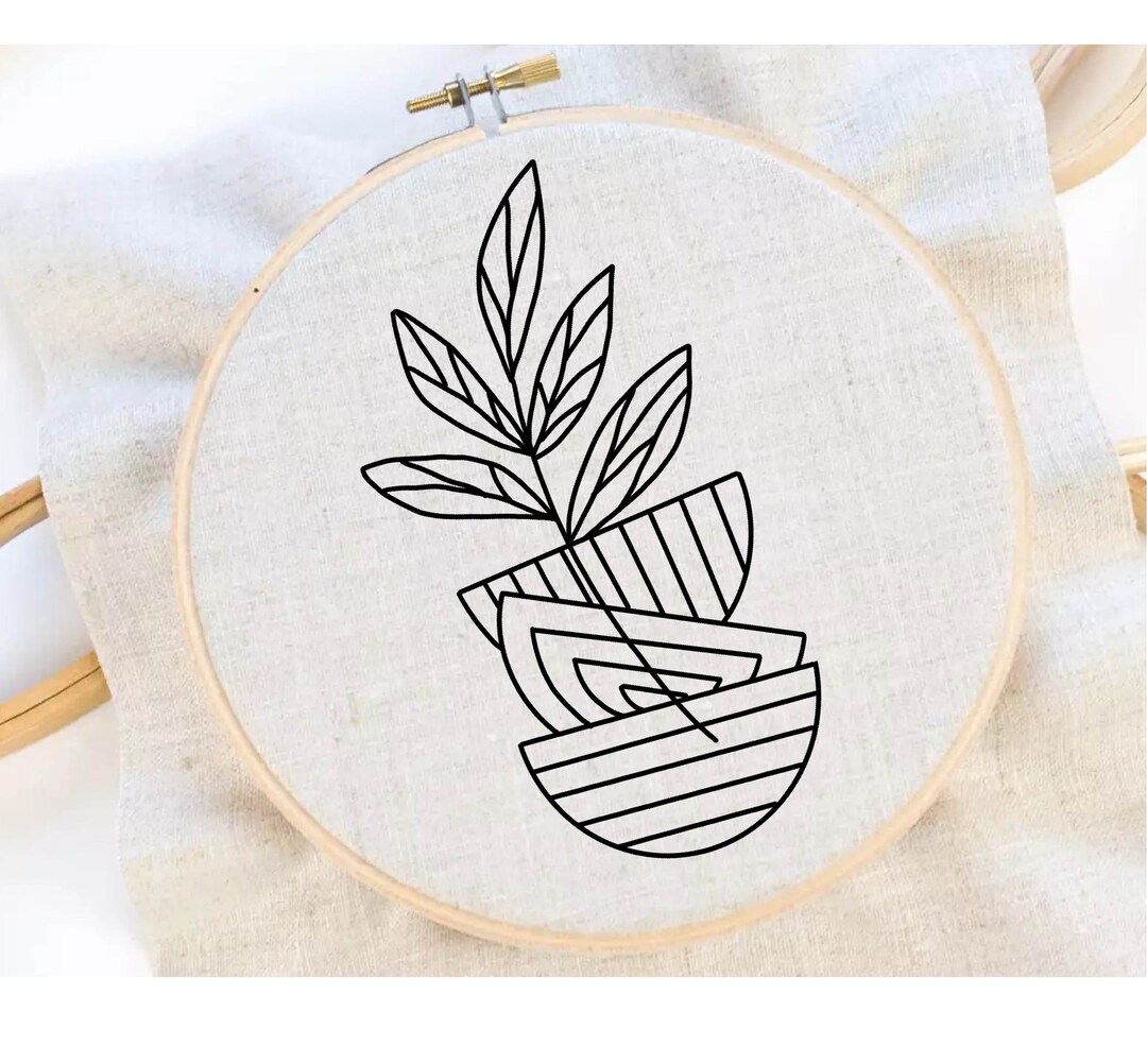 Modern Embroidery Pattern Leaf Embroidery Botanical Embroidery Pattern ...