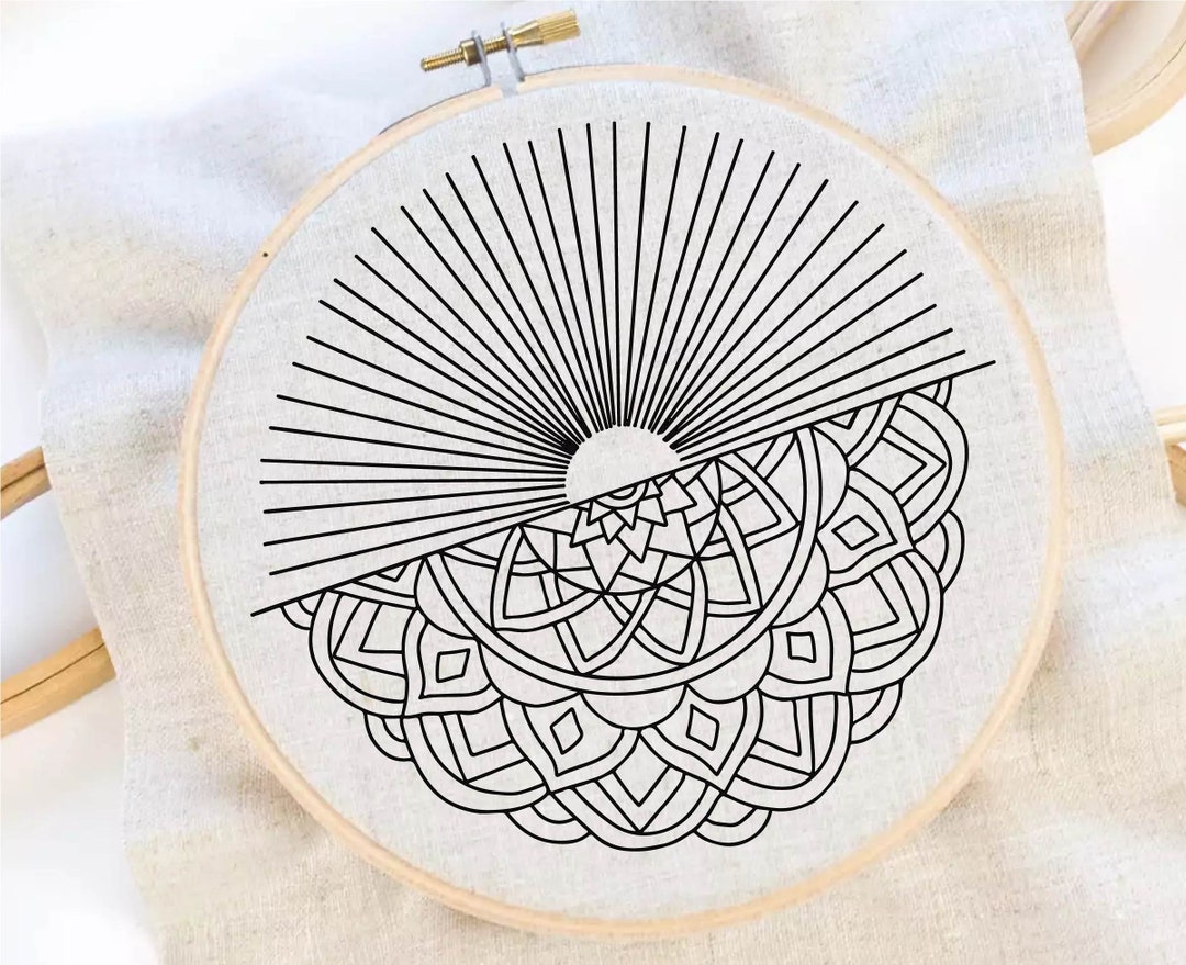 Mandala Embroidery Pattern Line Art Hand Embroidery Pattern Rainbow ...
