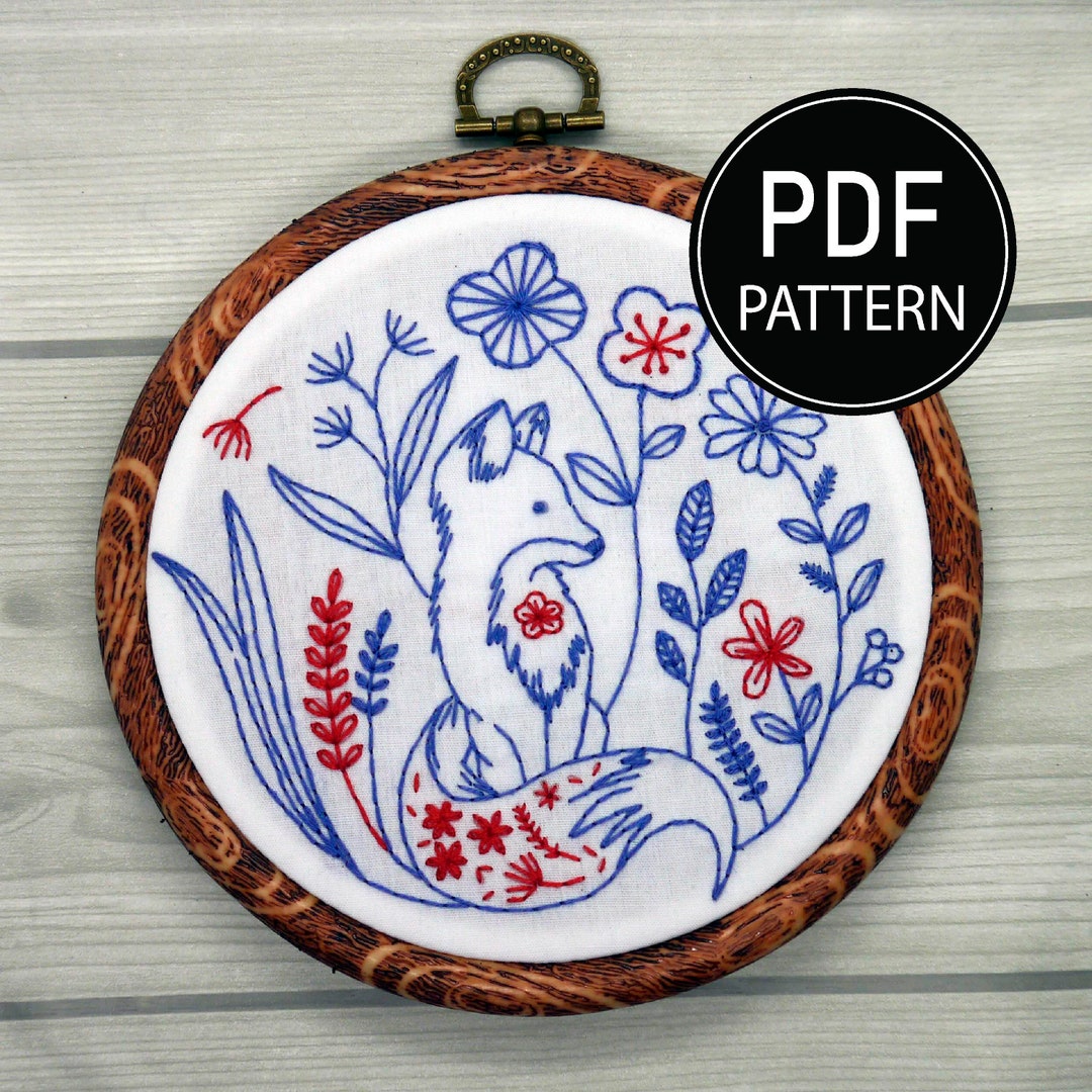 Fox Embroidery Pattern Embroidery Kit Fox Pattern Hand Embroidery ...