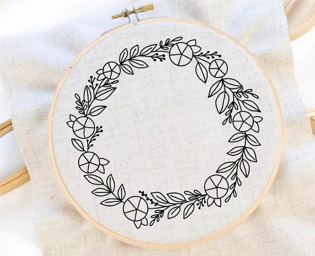 Flower Wreath Embroidery Pattern Flower Pattern Hand Embroidery Pattern ...
