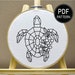 Turtle Flower Embroidery Turtle Hand Embroidery Floral Hand Embroidery ...