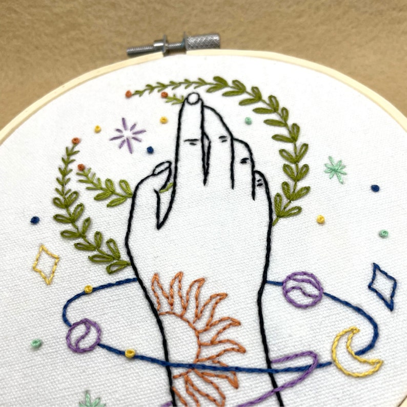 Hand Lunar Embroidery Pattern Celestial Moon Embroidery | Etsy