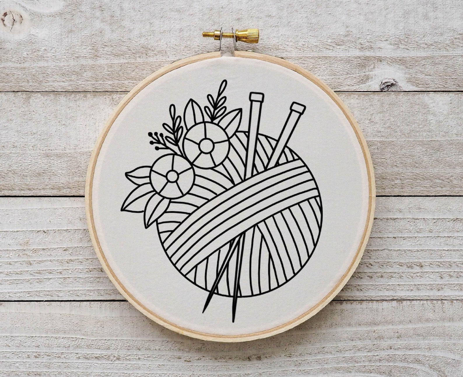 Yarn Ball Flower Embroidery Pattern Crochet Flower Embroidery Yarn ...