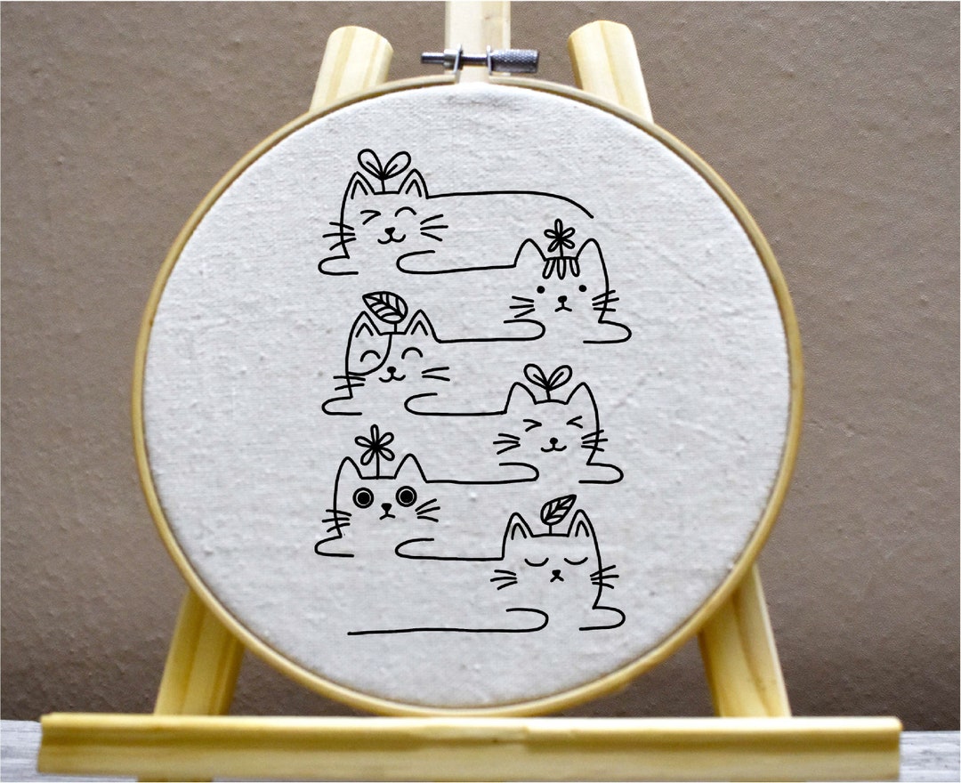 Cat Embroidery Pattern Cute Cat Embroidery Kitten Embroidery Pattern ...