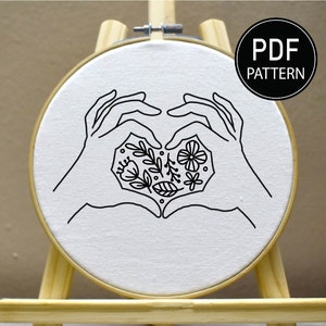 Love Hand Embroidery Pattern Love Flower Embroidery Valentine Hand ...