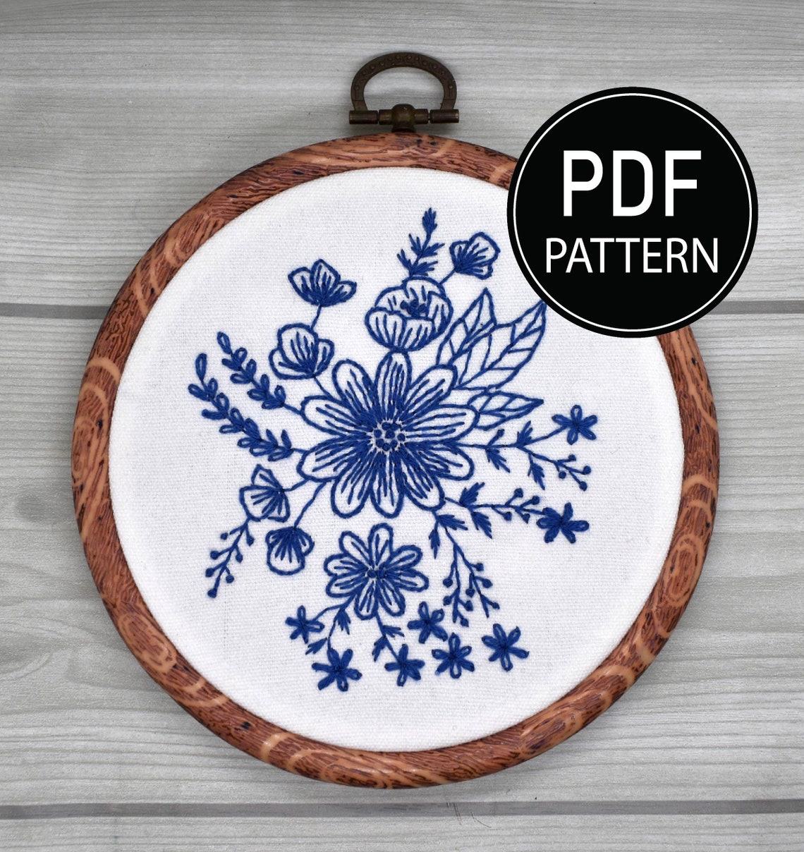 Flower Embroidery Pattern Floral Line Art Embroidery Pattern | Etsy