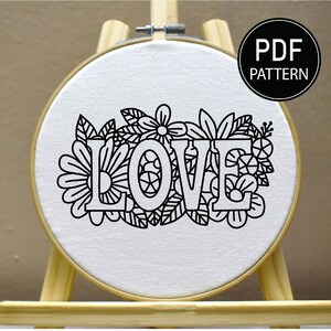 Love Hand Embroidery Pattern Love Fonts Embroidery Love Flower Hand ...