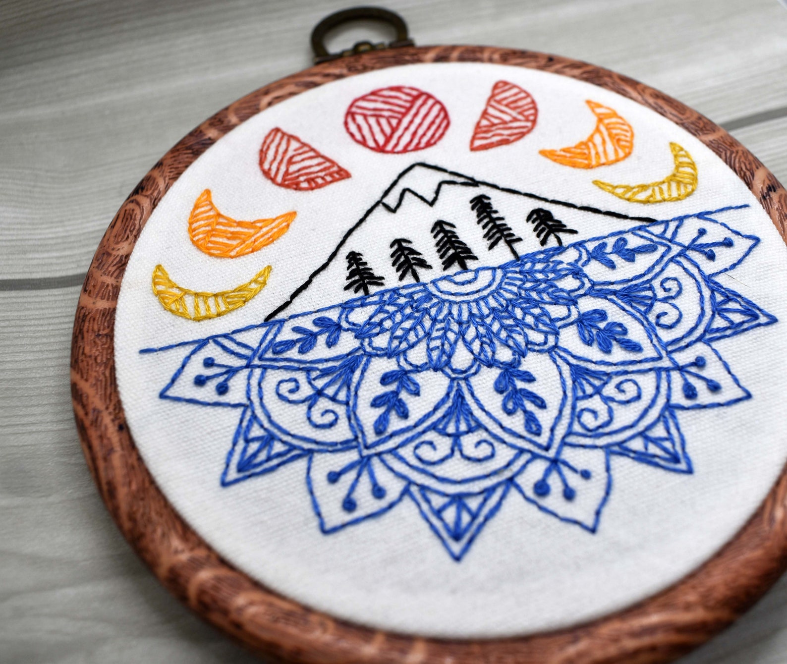 Lunar Phases Mandala Embroidery Pattern Moon Phases Embroidery - Etsy