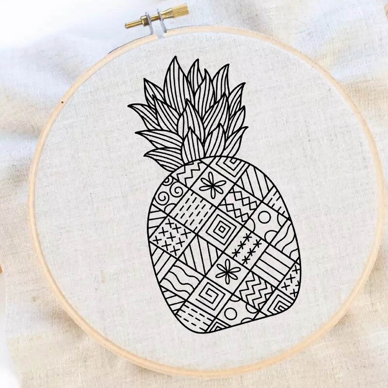 Pineapple Embroidery - Etsy
