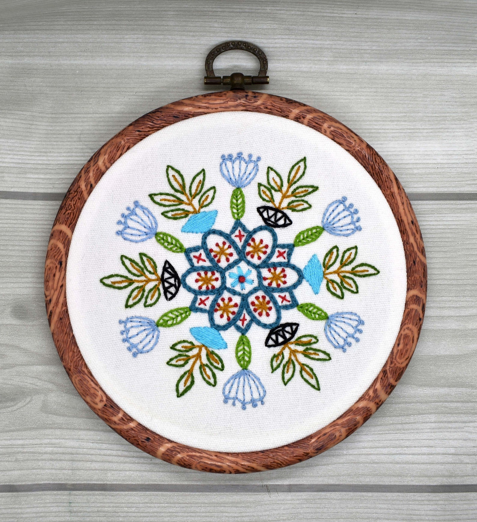 Folk Art Flower Hand Embroidery Pattern Flower Embroidery - Etsy