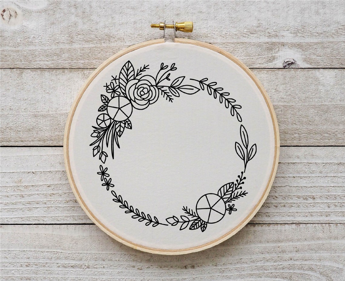 Wreath Embroidery Pattern Flower Pattern Hand Embroidery - Etsy