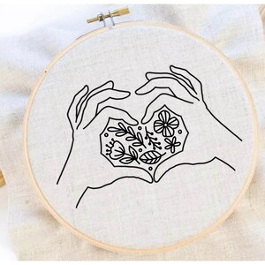 Love Hand Embroidery Pattern Love Flower Embroidery Valentine Hand ...