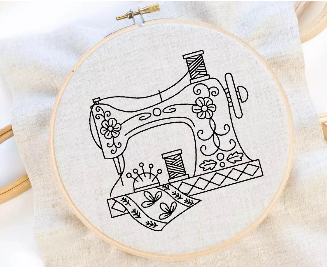 Vintage Sewing Machine Embroidery Pattern Sewing Kit Embroidery Sewing ...