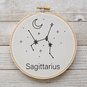 Sagittarius Embroidery Pattern Zodiac Embroidery Flower Zodiac Sign ...