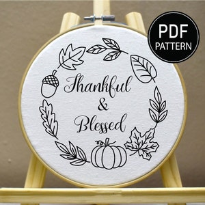 Autumn Embroidery Pattern Thanksgiving Embroidery Pattern Autumn Leaf ...